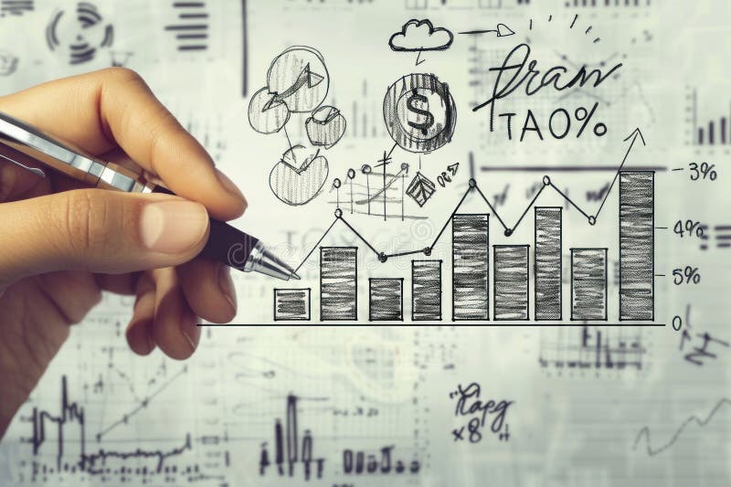 A Hand is Drawing a Graph on a Whiteboard with a Pen Stock Image ...