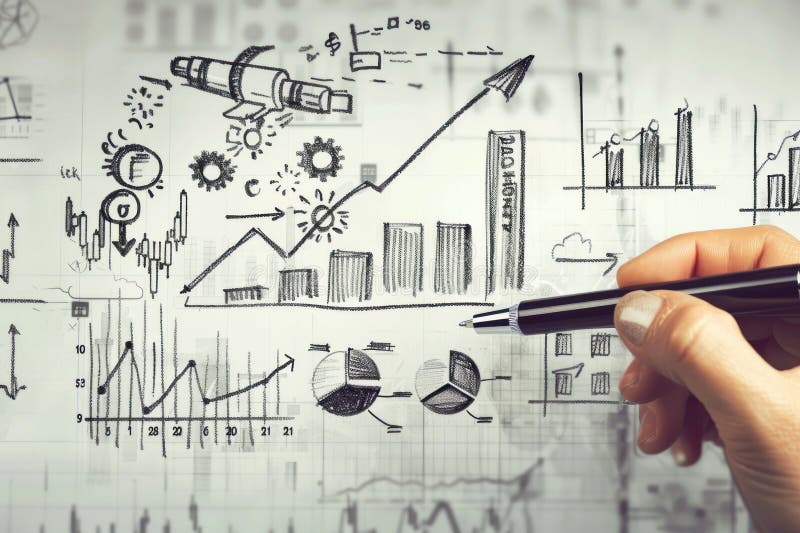 A Hand is Drawing a Graph on a Whiteboard with a Pen Stock Photo ...