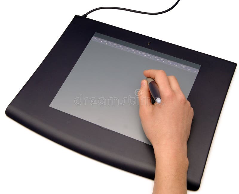 Hand Drawing on a Graphic Tablet Stock Image - Image of tablet, hold ...