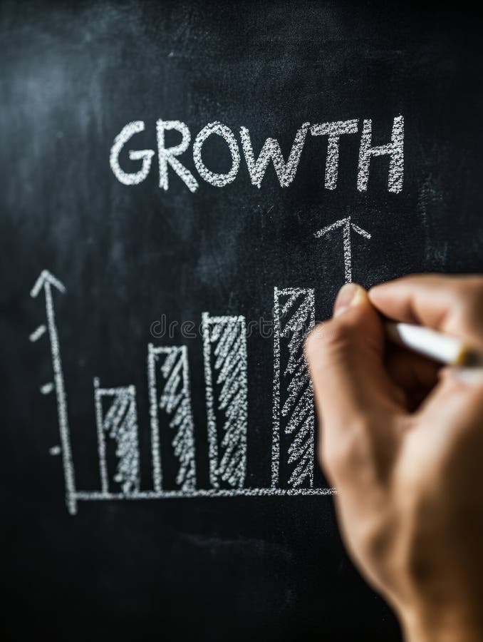Hand Drawing Growth Chart on Chalkboard, Representing Success Concept ...