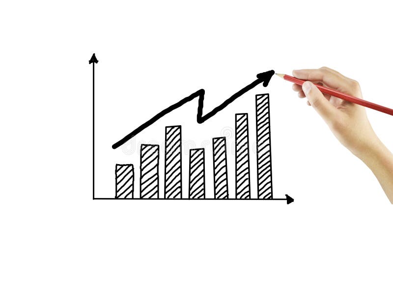 Hand Drawing a Growth Graph Stock Image - Image of income, corporate ...