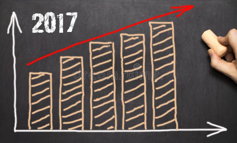 Hand Drawing Growth Graph for Year 2017 Stock Image - Image of finance ...