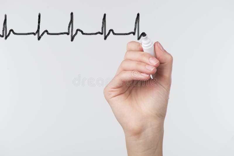 Hand drawing heart beat stock image. Image of close, healthcare - 31165943