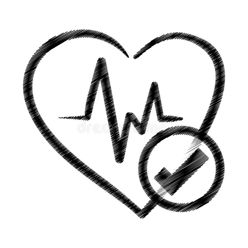 Hand Drawing Heart Rate Ok Health Stock Vector - Illustration of ...