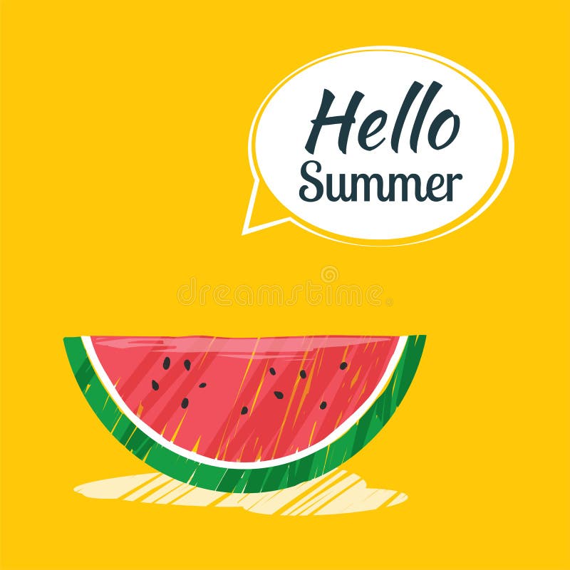 Hand Drawing Hello Summer Card. Stock Vector - Illustration of frame ...