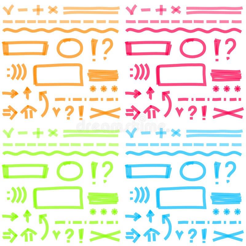 Hand Drawing Highlighter Elements for Select and Stock Vector ...