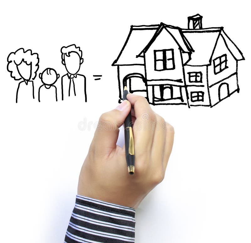 Hand drawing house stock photo. Image of estate, whiteboard - 118683368