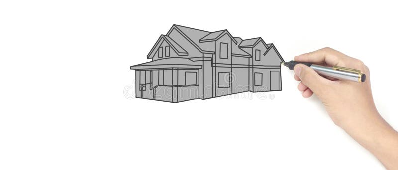 Hand Drawing House Concept of Dream Draw by Designer Stock Photo ...