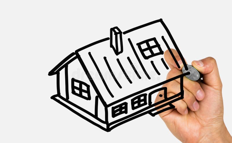 Hand drawing house stock photo. Image of idea, management - 59911022