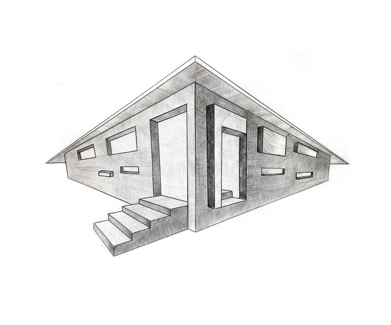 Hand Drawing House, Graphics Black White Stock Illustration ...