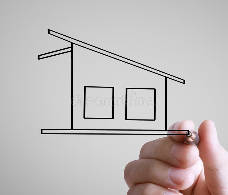 Hand drawing house stock image. Image of sketch, real - 118683243