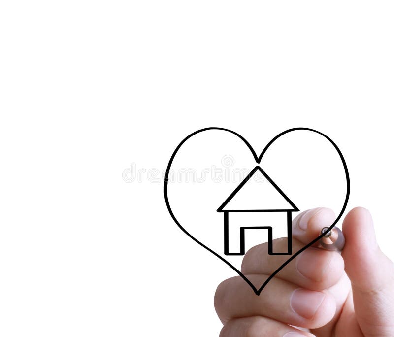 Hand drawing house stock photo. Image of house, whiteboard - 118683314