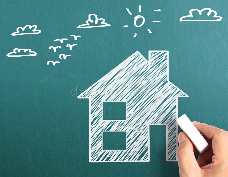 Hand drawing a house stock photo. Image of closeup, drawing - 54785260