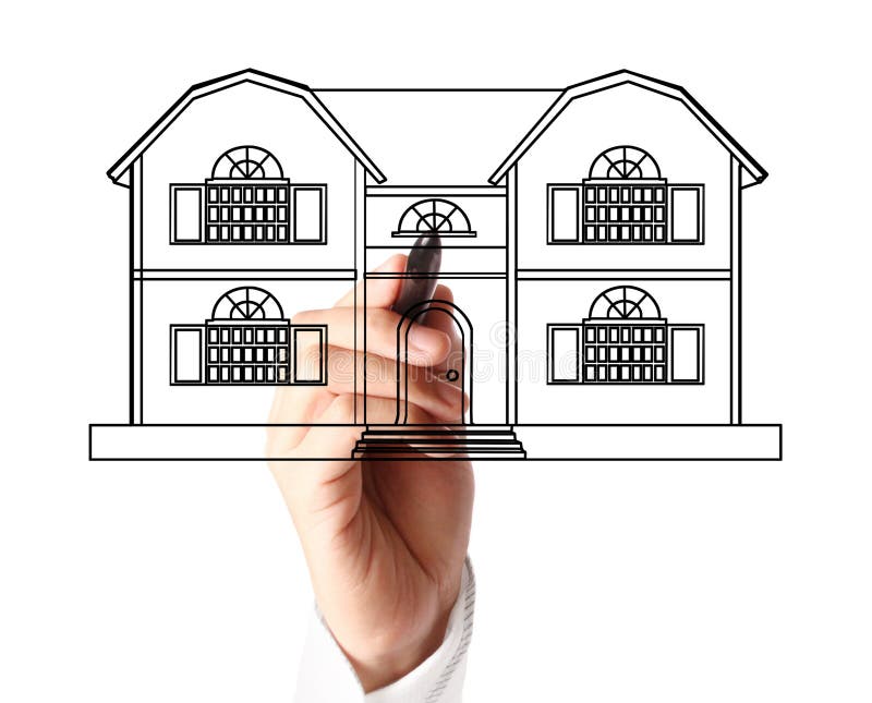 Drawing a house model stock photo. Image of paper, pencil - 56005682