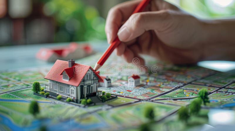 The Hand Drawing House Model.AI Generated Image Stock Image - Image of ...