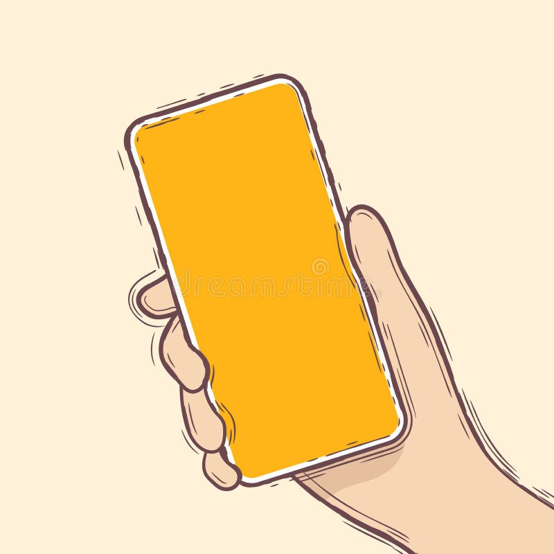Hand Drawing Human Right Hand Using or Holding Smartphone. Line Doodle ...
