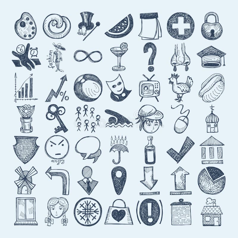 49 hand drawing icon set stock vector. Illustration of drawing - 45047468