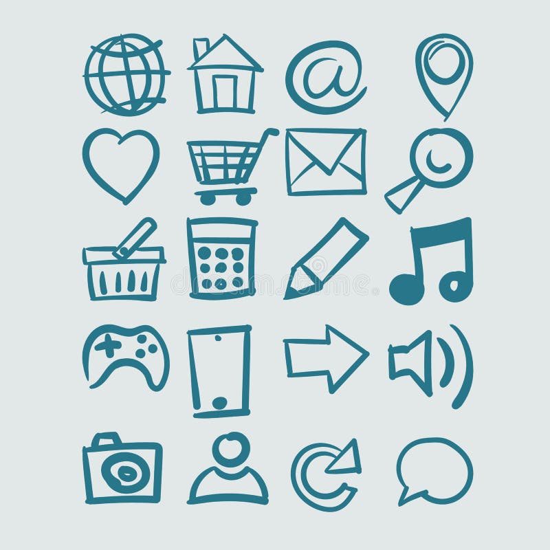 Icon set, Hand drawing. stock vector. Illustration of logo - 122512542