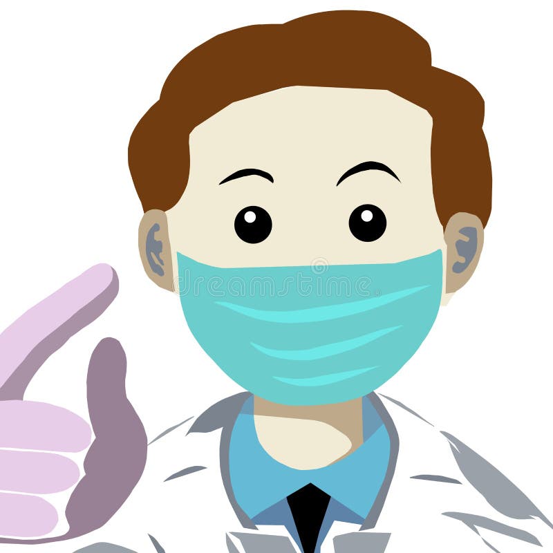 Hand Drawing Illustration Cartoon of Doctor with Mask Stock ...