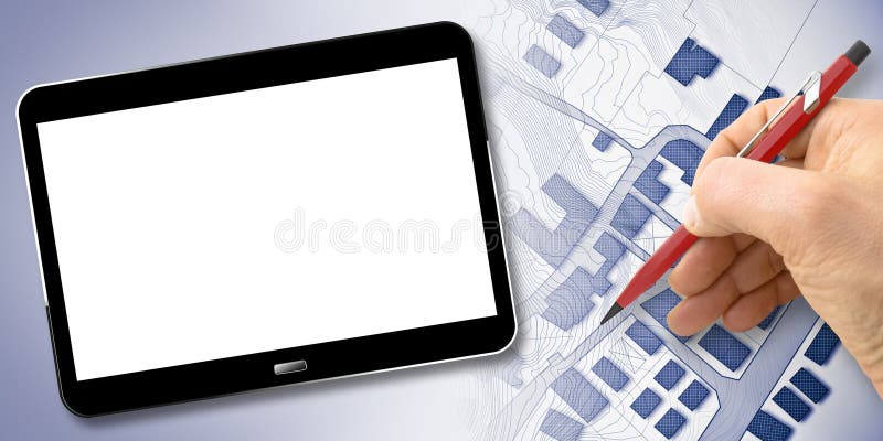 Hand Drawing an Imaginary Cadastral Map of Territory with Buildings ...