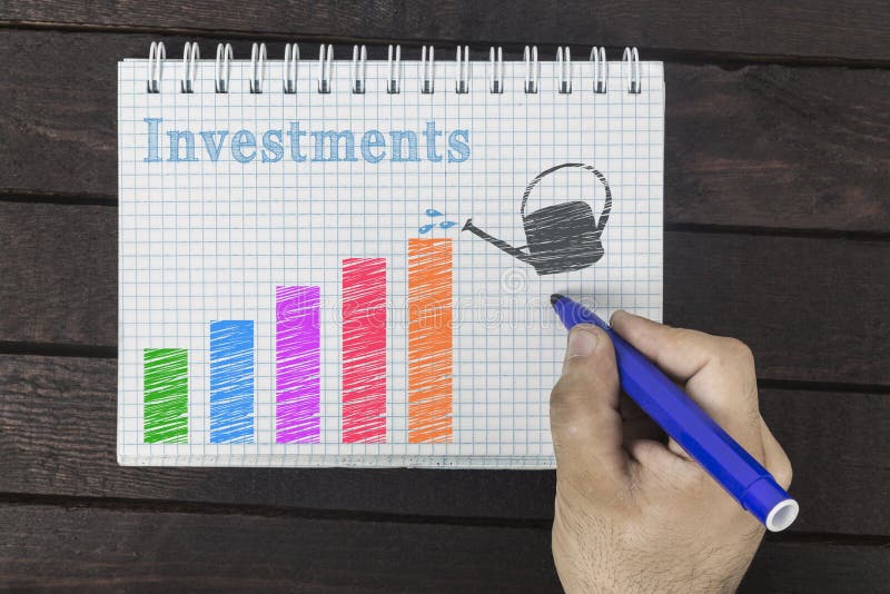 Hand Drawing Increasing Chart with Symbolizing Growth of Investments on ...