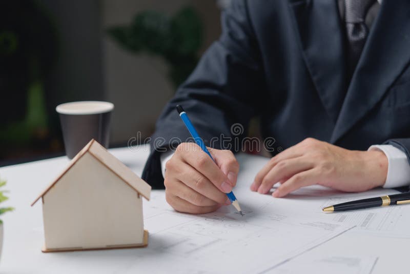 Hand Drawing Interior Creative Working Home Design Plan Blue Print ...