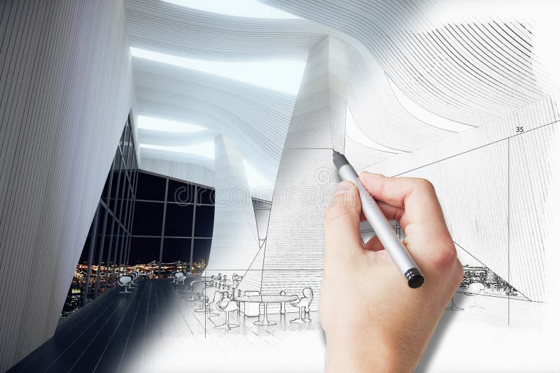 Hand Drawing Interior Project Stock Illustration - Illustration of ...