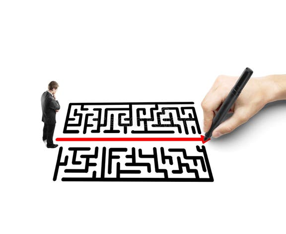 Hand drawing a labyrinth stock image. Image of finger - 34013039