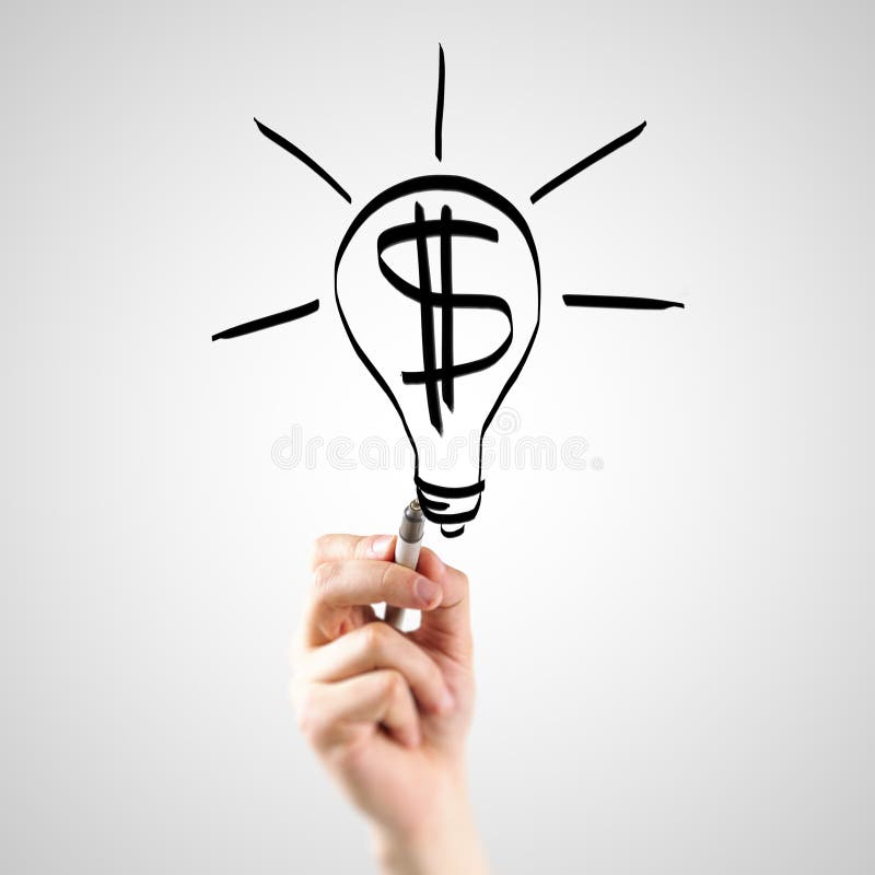 Hand drawing lamp stock photo. Image of lightbulb, money - 38310950