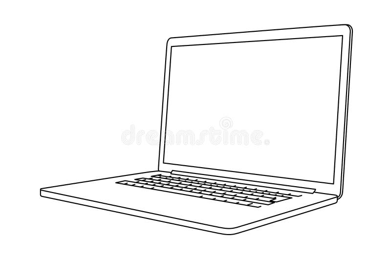 Hand drawing of a laptop. stock illustration. Illustration of media ...