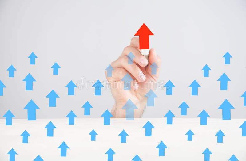 Hand Drawing Leadership Concepts with Arrows Stock Illustration ...