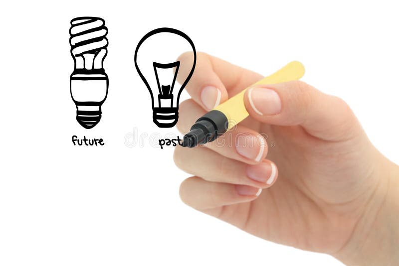 Hand drawing light bulb stock photo. Image of brightly - 18383466