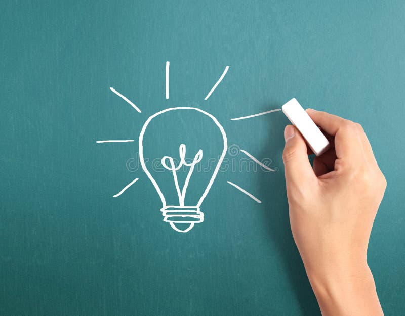 Hand drawing light bulb stock photo. Image of board, study - 46465870