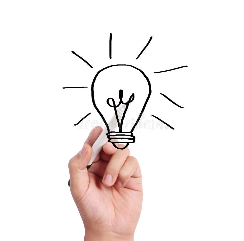 Hand drawing light bulb stock image. Image of student - 46466469
