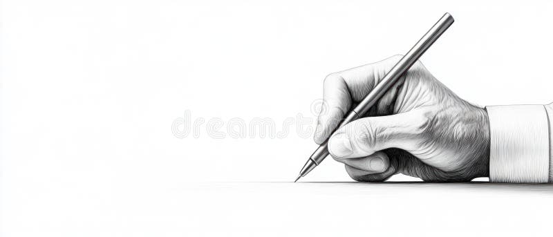 Hand Drawing a Line with Pen on White Background Stock Illustration ...