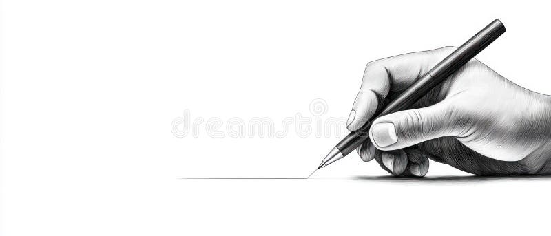 Hand Drawing a Line with Pen on White Background Stock Illustration ...
