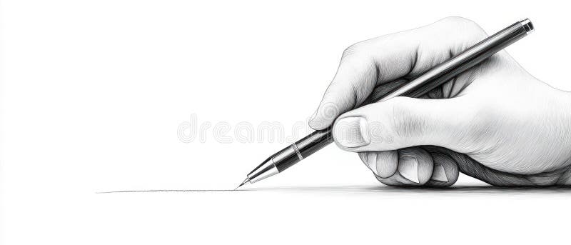 Hand Drawing a Line with Pen on White Background Stock Illustration ...
