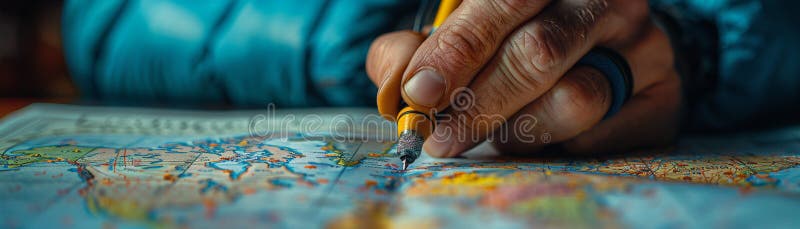 Hand drawing a map stock illustration. Illustration of abstract - 312224425