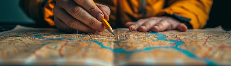 Hand drawing a map stock illustration. Illustration of blueprint ...