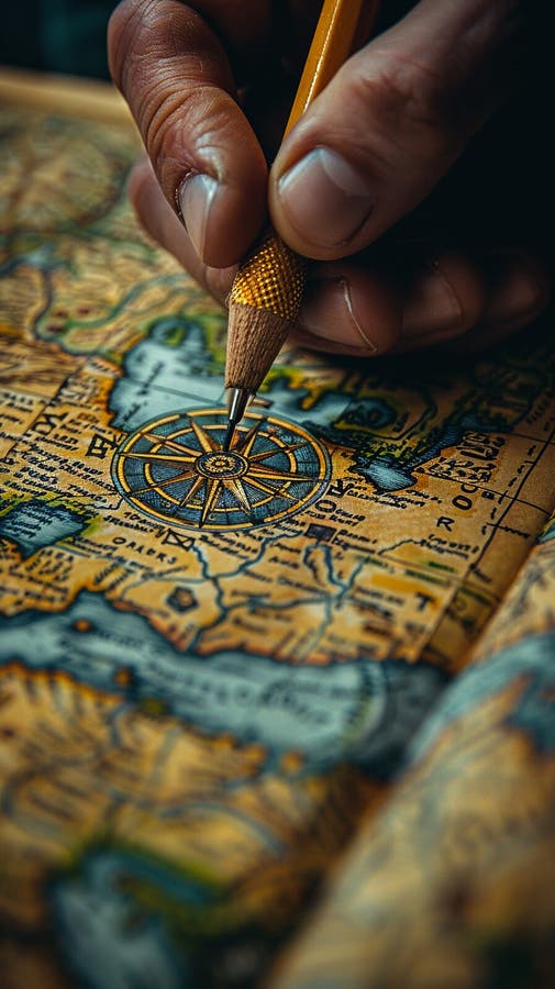 Hand drawing a map stock illustration. Illustration of inspire - 314715429