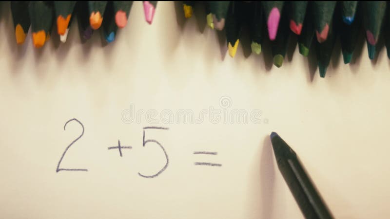 Hand Drawing. Mathematical Calculation. Math Problem. a Pencil Draws ...