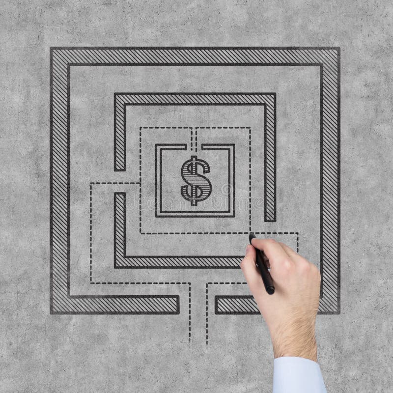 Hand drawing maze stock photo. Image of line, problem - 48776792