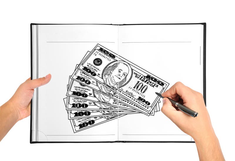 Drawing money on paper stock photo. Image of document - 28481534