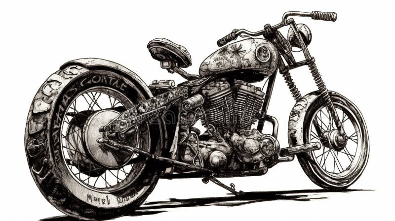 A Hand Drawing of a Motorcycle. AI Generated Stock Illustration ...