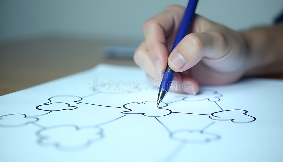 Hand Drawing a Network Diagram Artistic Illustration Concept ...