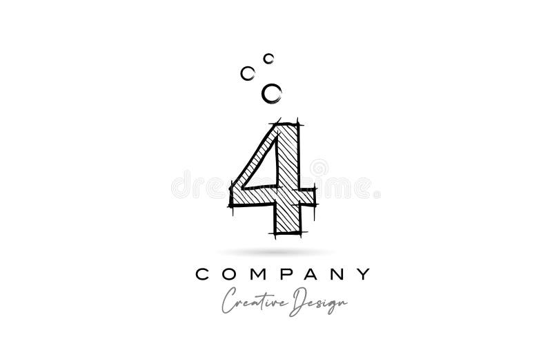Hand Drawing Number 4 Logo Icon Design for Company Template. Creative ... Hand Drawing Number 4 Logo Icon Design for Company Template. Creative ...