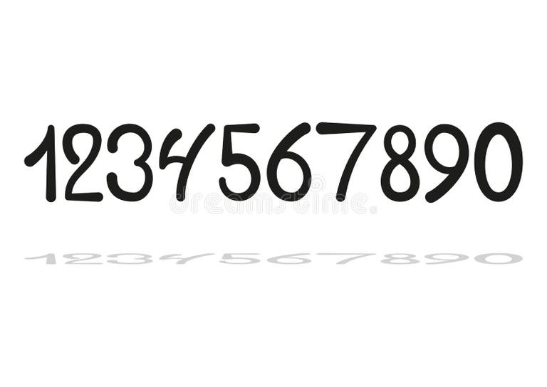Hand Drawing Numbers, Simple and Bold Digits with Shadow Stock Vector ...