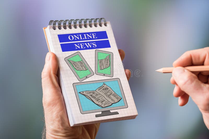 Online News Concept on a Notepad Stock Photo - Image of communication ...