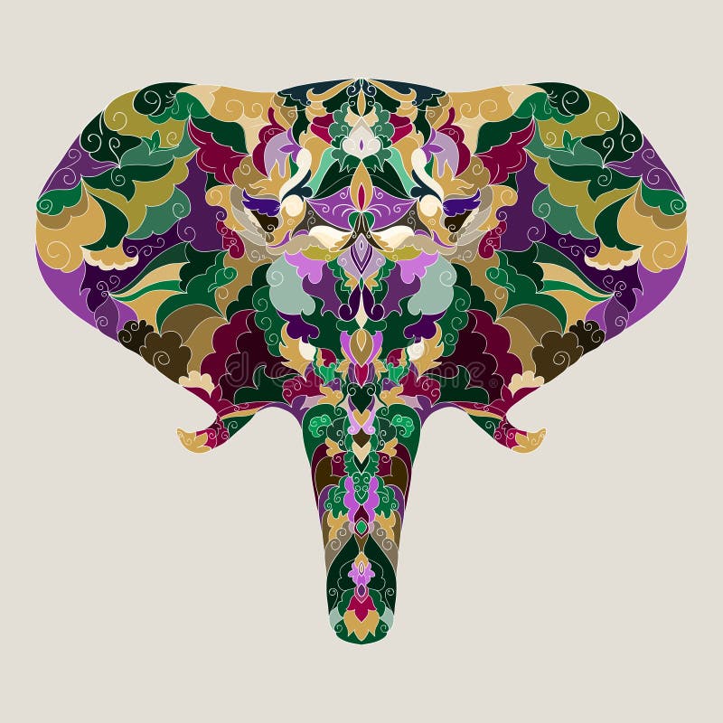Hand-drawing Ornamental Abstract Elephant Background Stock Vector ...