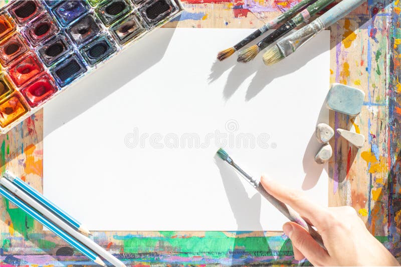 Hand Drawing with Paint Brush Stock Photo - Image of hands, business ...